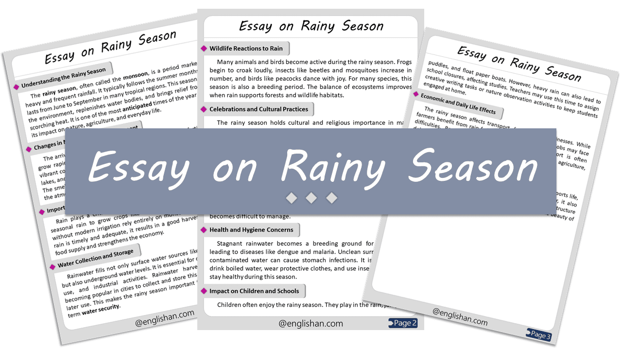 Rainy Season Essay – 10 Lines, 250 Words, and 500 Words