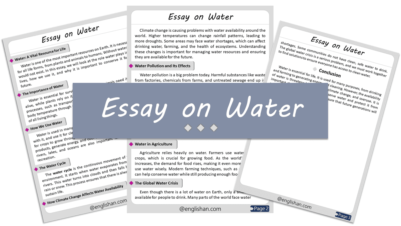 Water Essay – 10 Lines, 250 Words, and 500 Words