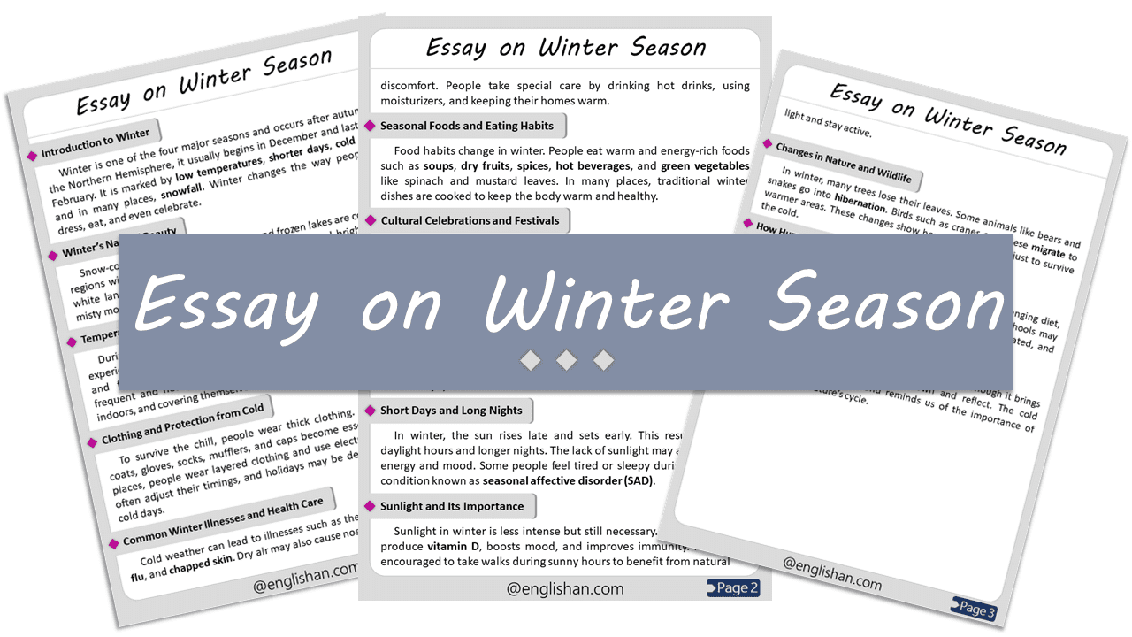 Winter Season Essay – 10 Lines, 250 Words, and 500 Words