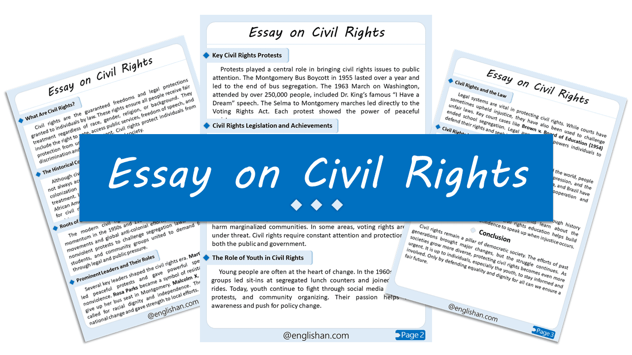 Civil Rights Essay – 10 Lines, 250 Words, and 500 Words