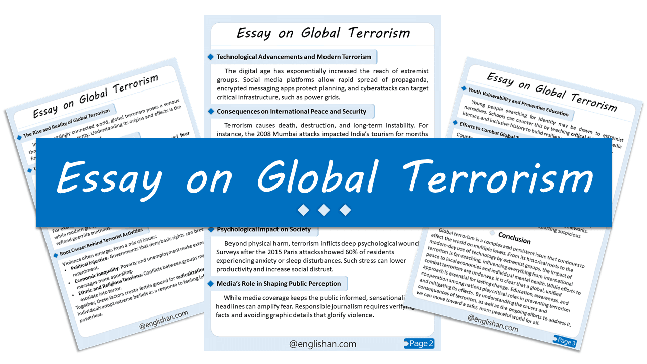 Global Terrorism Essay – 10 Lines, 250 Words, and 500 Words