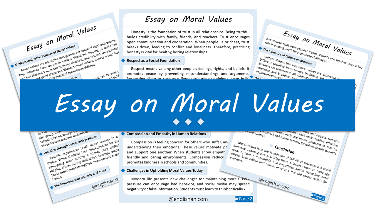 Moral Values Essay – 10 Lines, 250 Words, and 500 Words