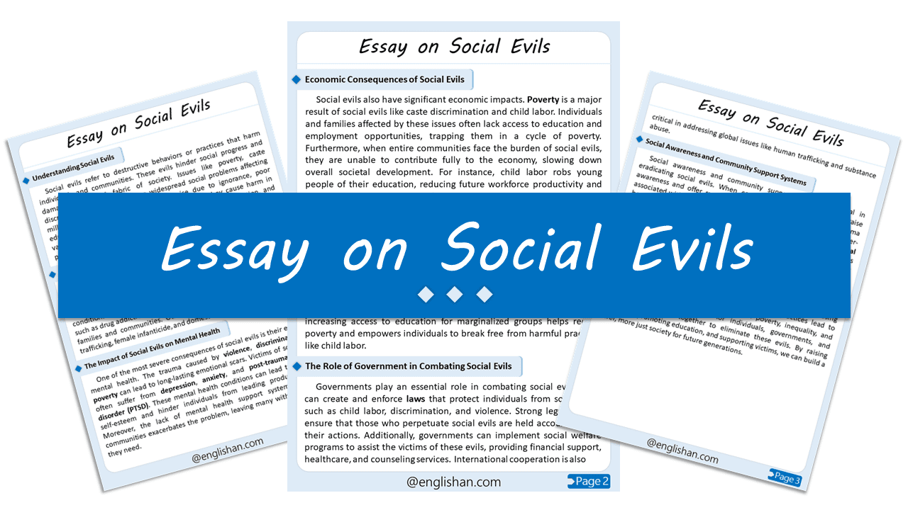 Social Evils Essay – 10 Lines, 250 Words, and 500 Words