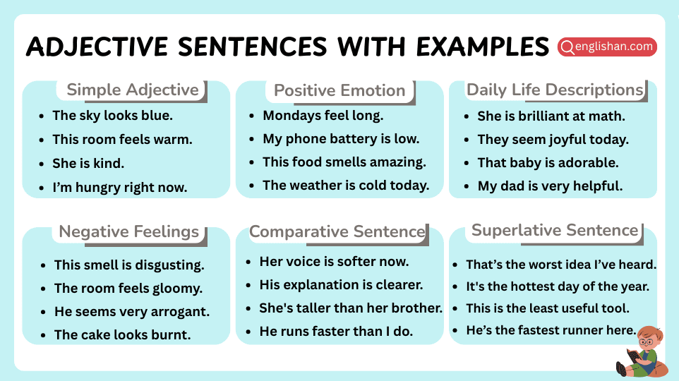 100 Adjective Sentences in English