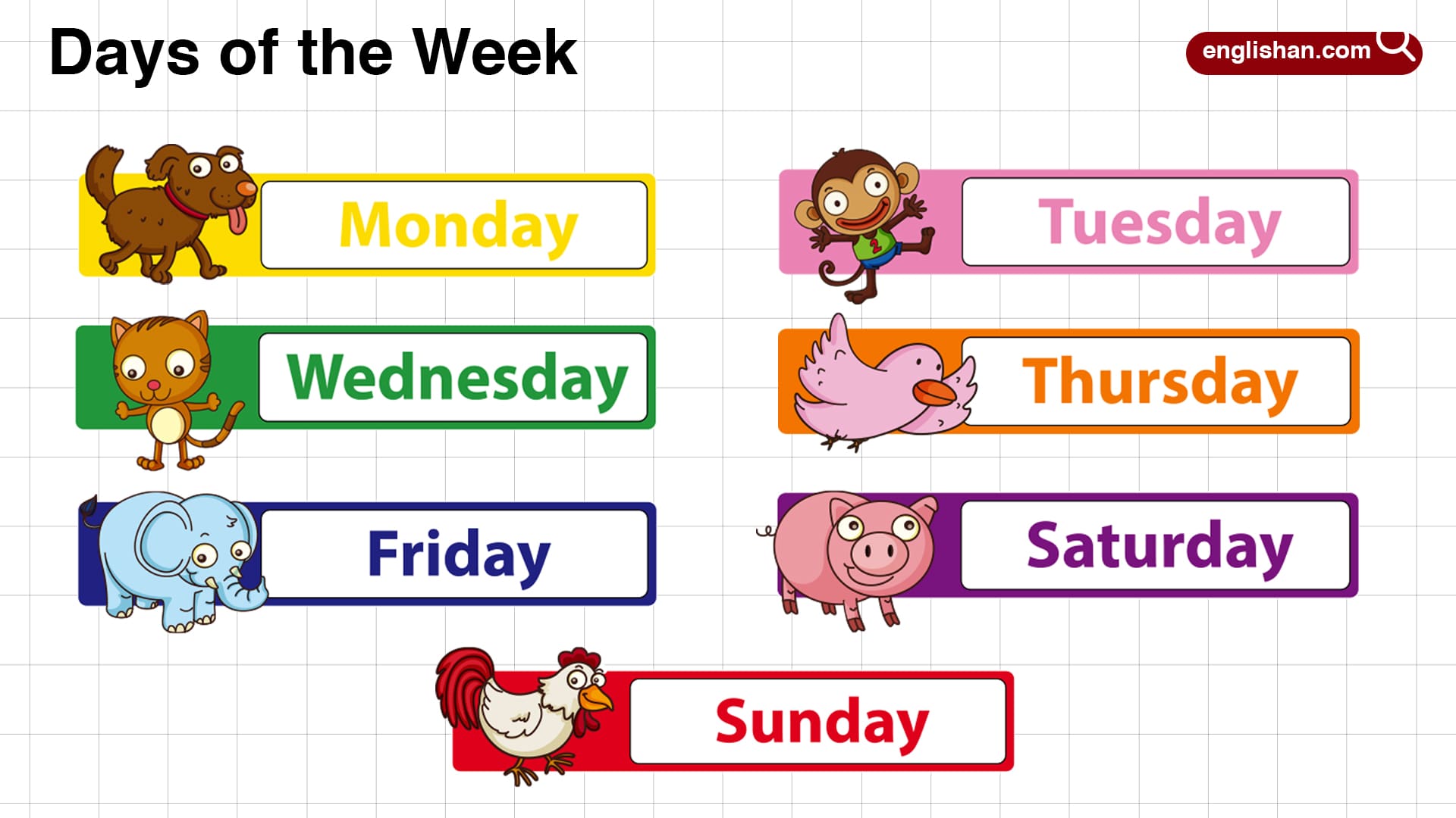 Days of the Week in English with their Pictures