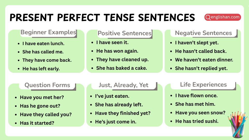 100+ Present Perfect Tense Sentences With Examples