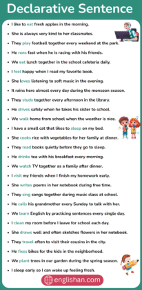100 Useful Declarative Sentence Examples List