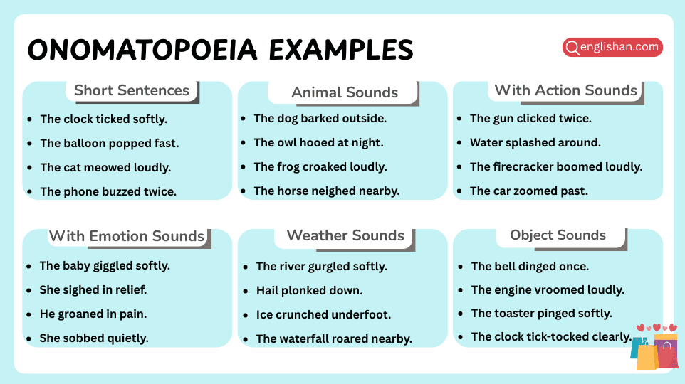 Onomatopoeia Sentence Examples in English Sentences
