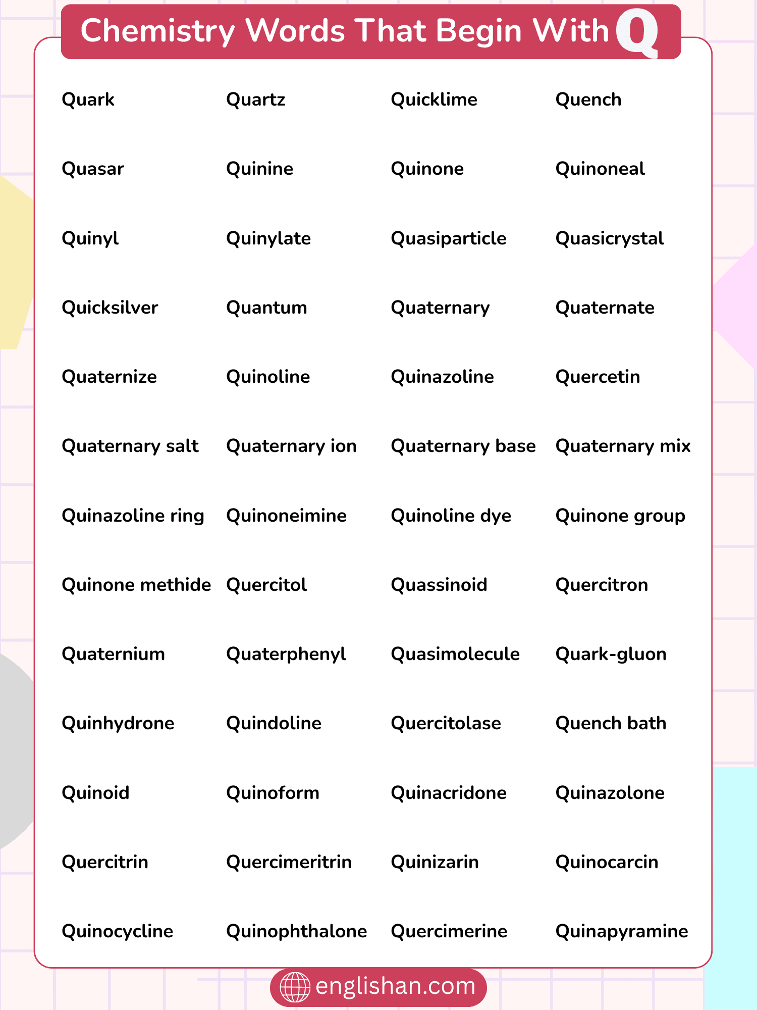 50 Chemistry Words That Start With Q Organic and Inorganic