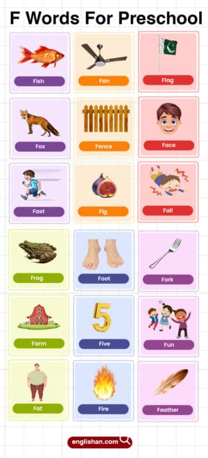 30 Preschool Words That Start With F in English