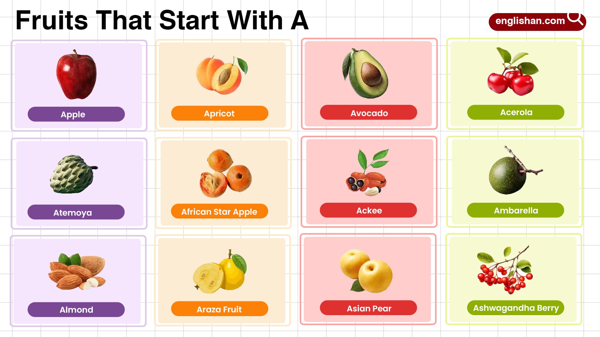 50 Fruits That Start With A in English