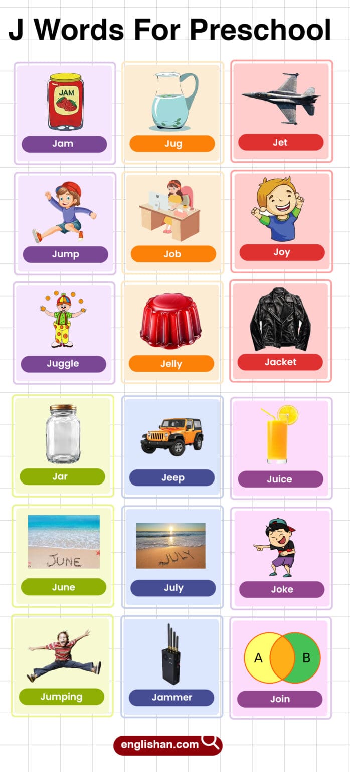 30 Preschool Words That Start With J in English