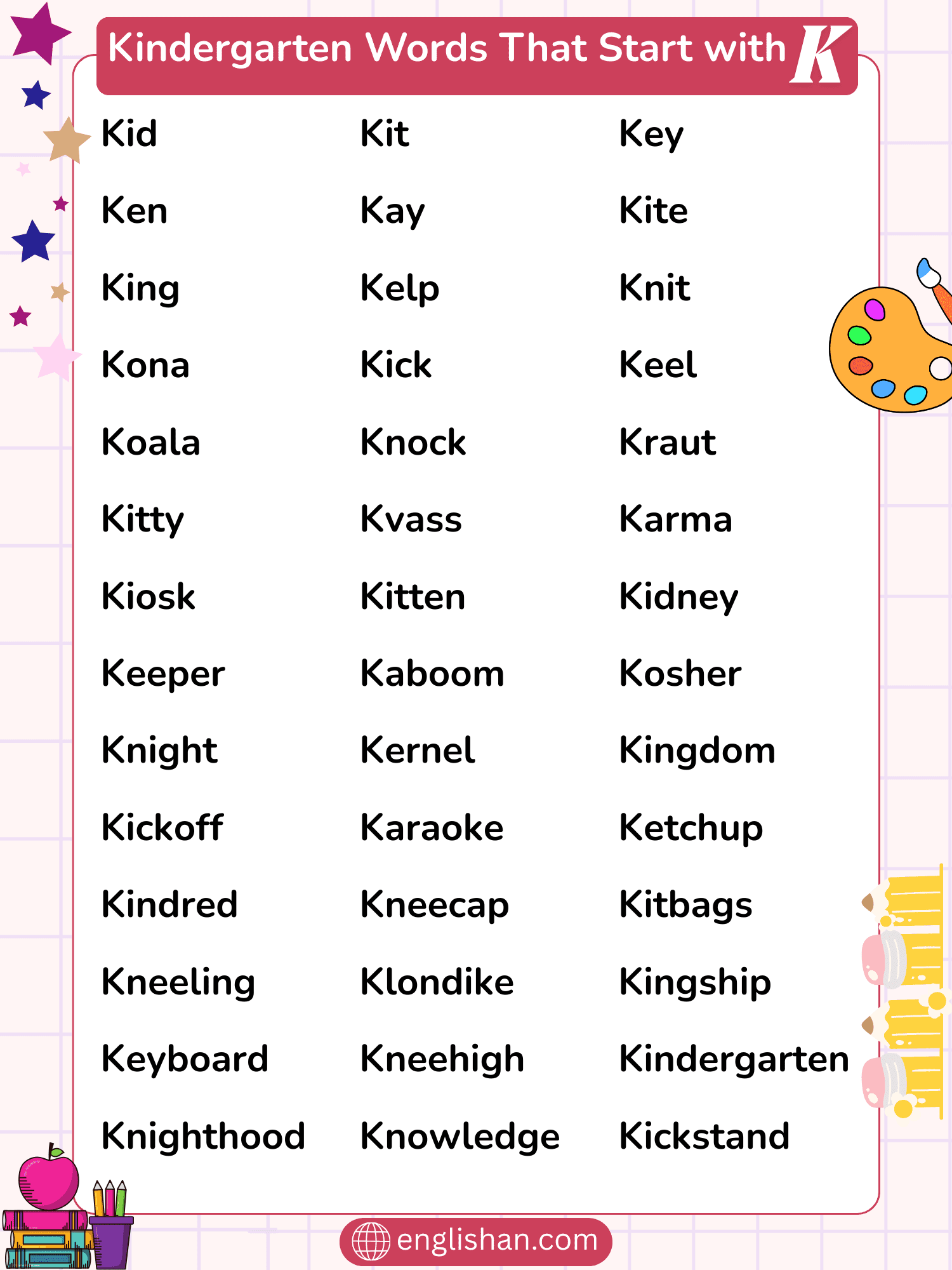 Letter K Words For Kids