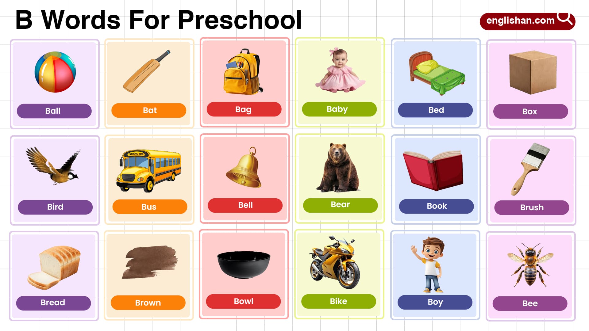 65 Preschool Words That Start With B in English