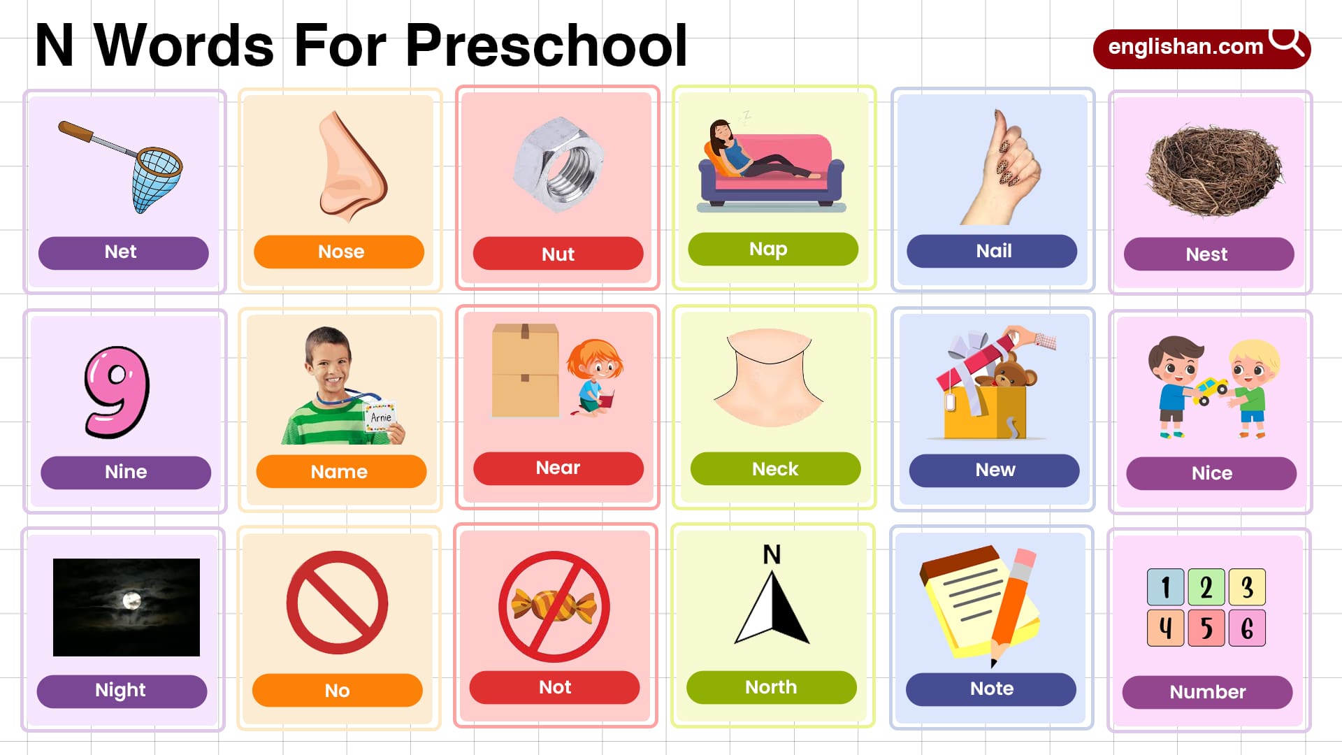 50 Essential Preschool Words That Start With N in English