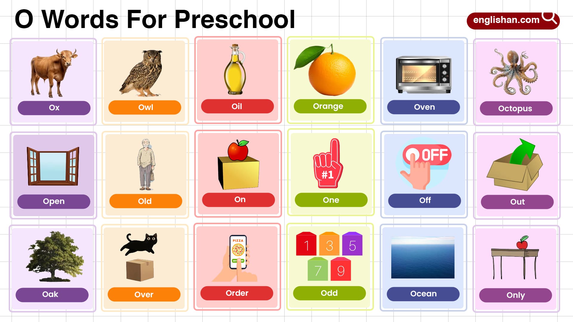 110 Preschool Words That Start With O | Animals, Foods, Objects