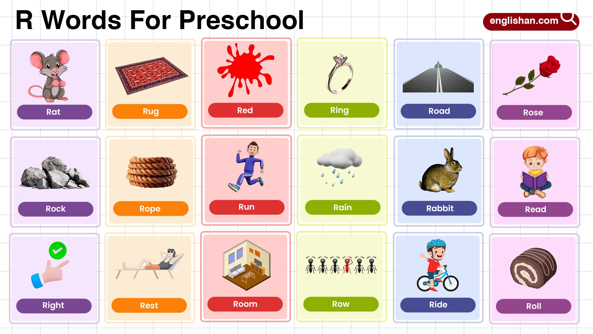 183 Preschool Words That Start With R: Animals, Foods, Objects