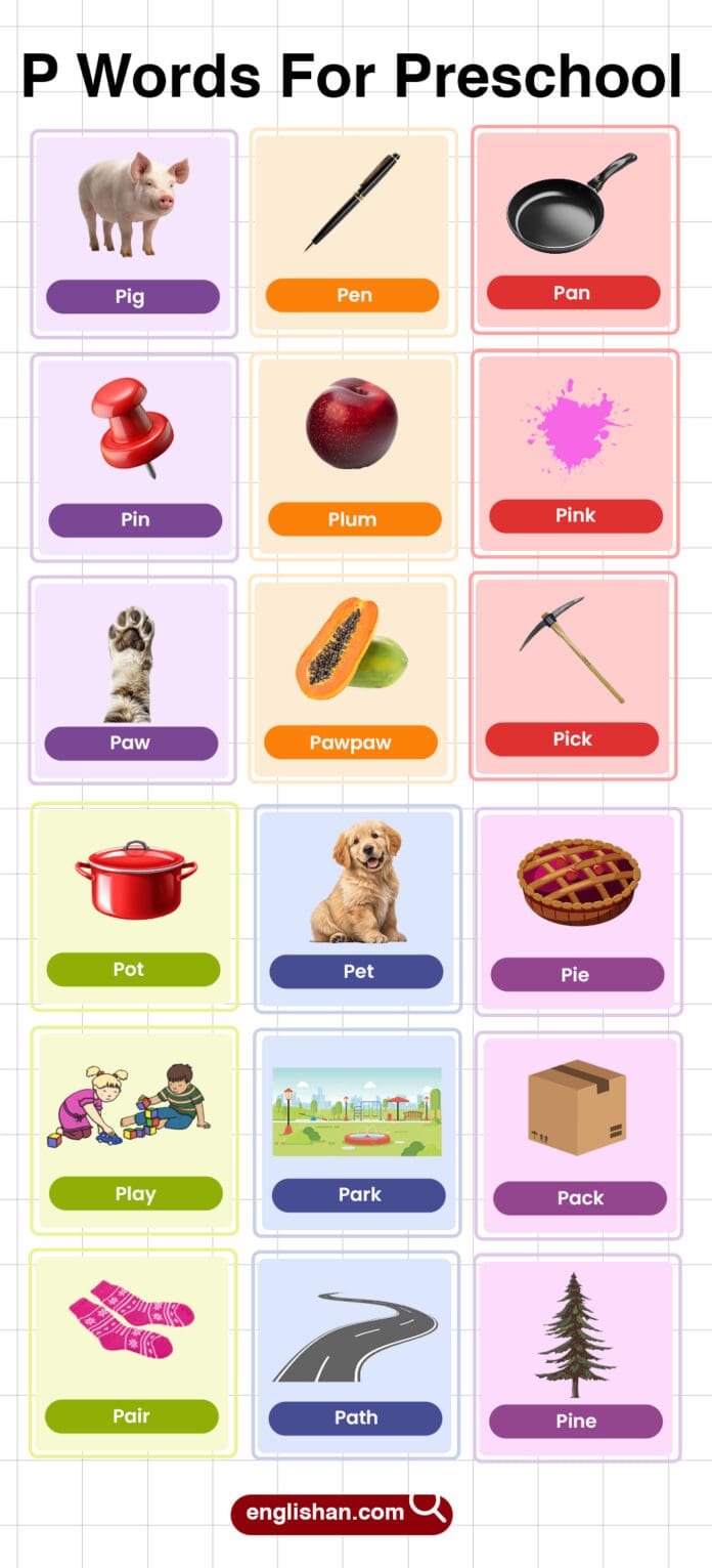 110 Essential Preschool Words That Start With P