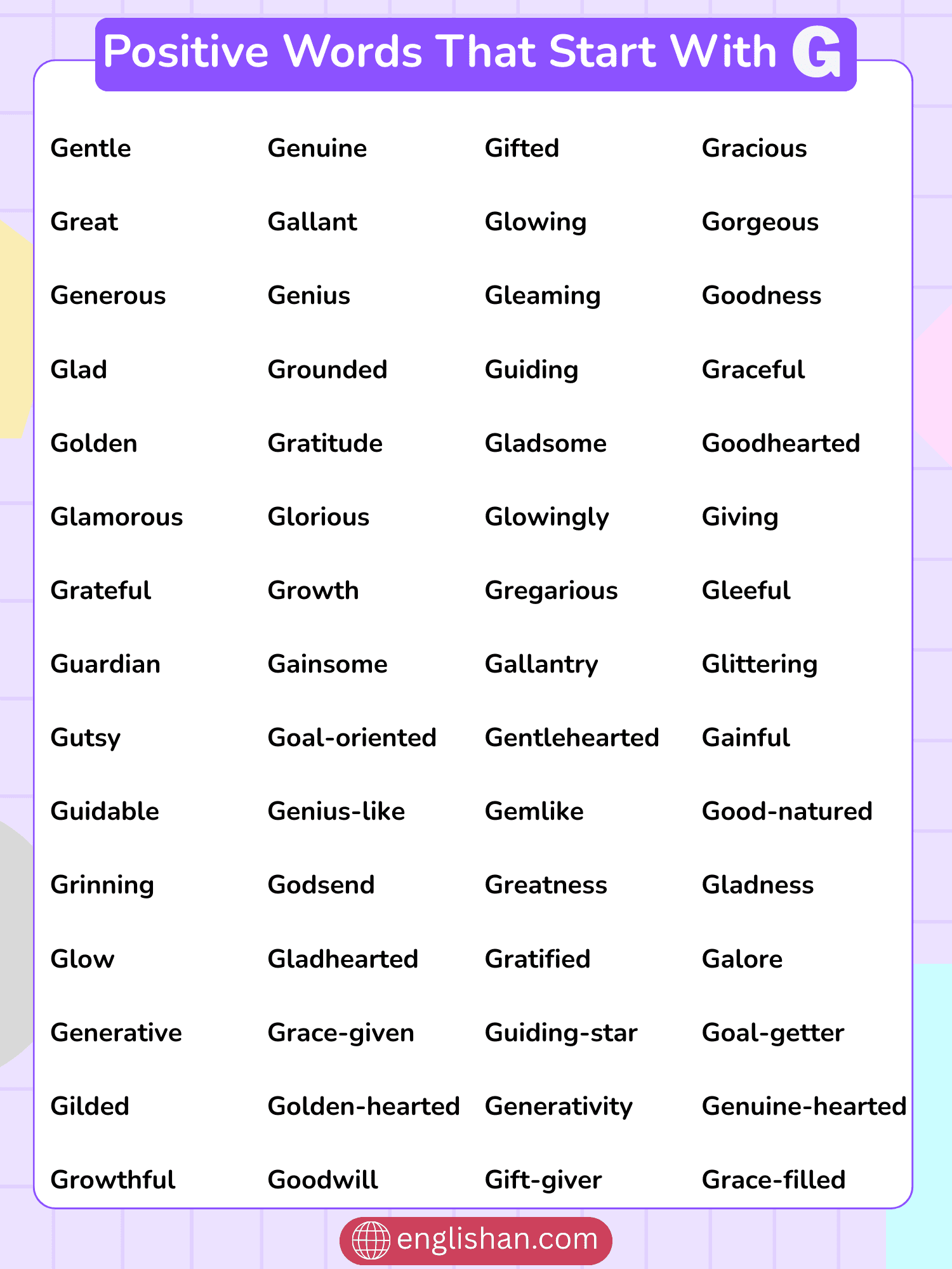 70 Positive Words That Start With G Including Common and Rare