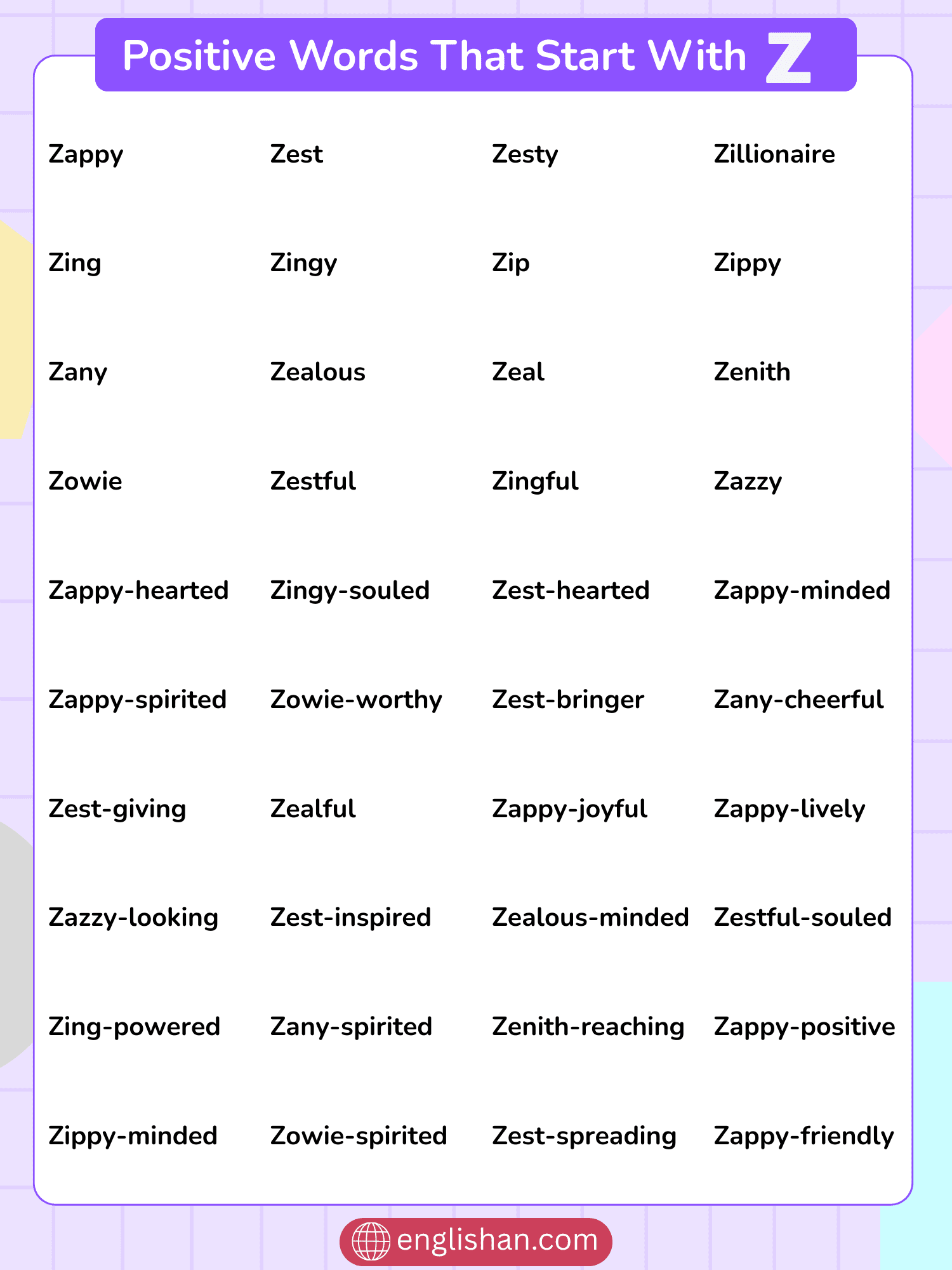 55 Positive Words That Start With Z | Common and Rare