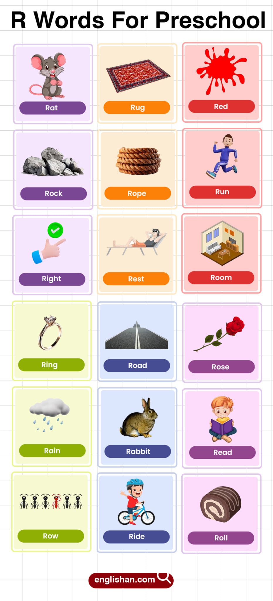 183 Preschool Words That Start With R: Animals, Foods, Objects