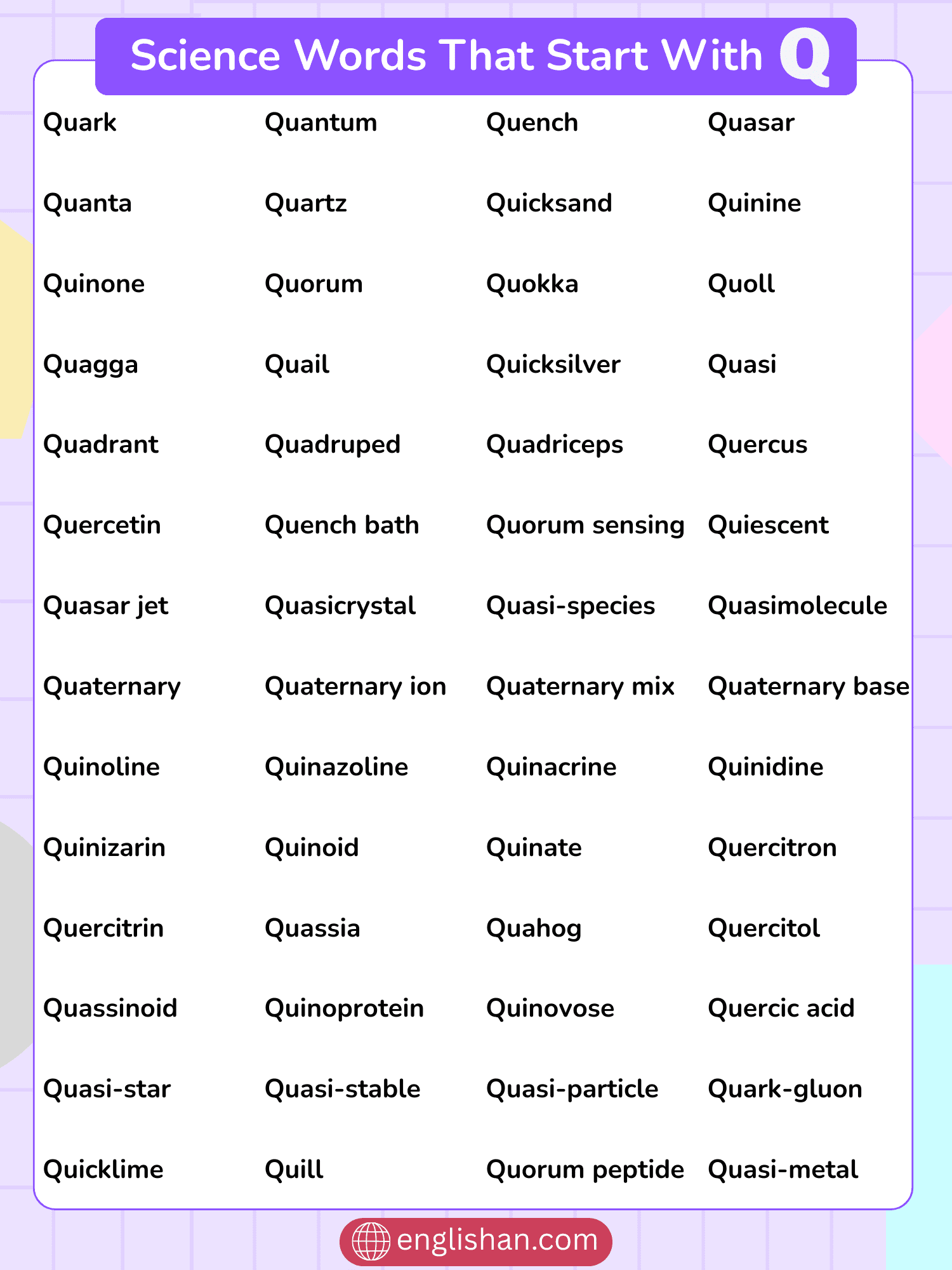 69 Science Words That Start With Q | Physical Life Earth