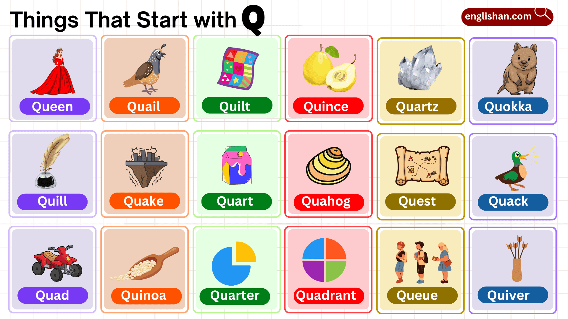 510 Things That Start with Q – Positive Words, Colors, Objects