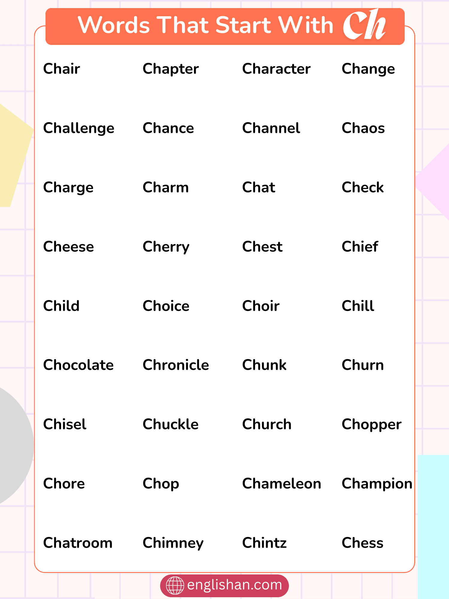 Words That Start With Ch – Complete 150+ Word List