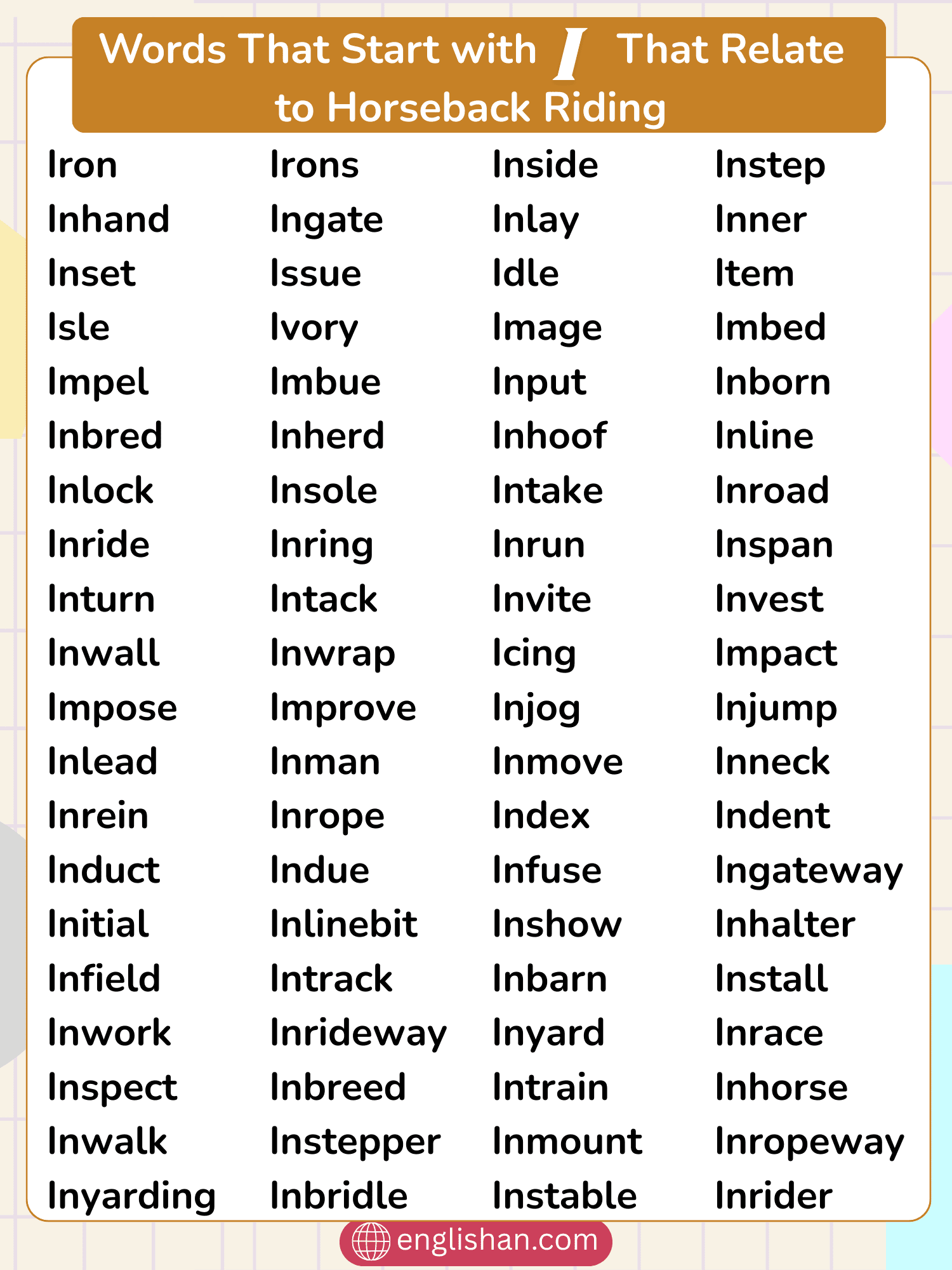 50 Words That Start with I That Relate to Horseback Riding