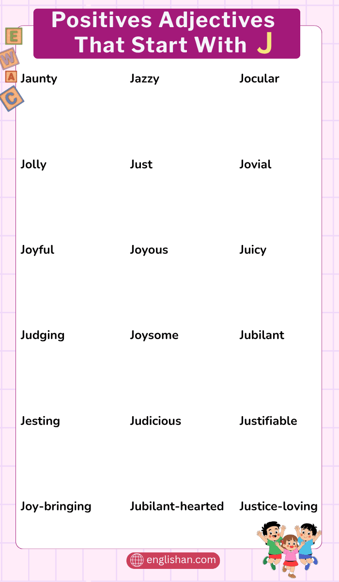 Positive Adjectives That Start with J: Full J Descriptive Words List