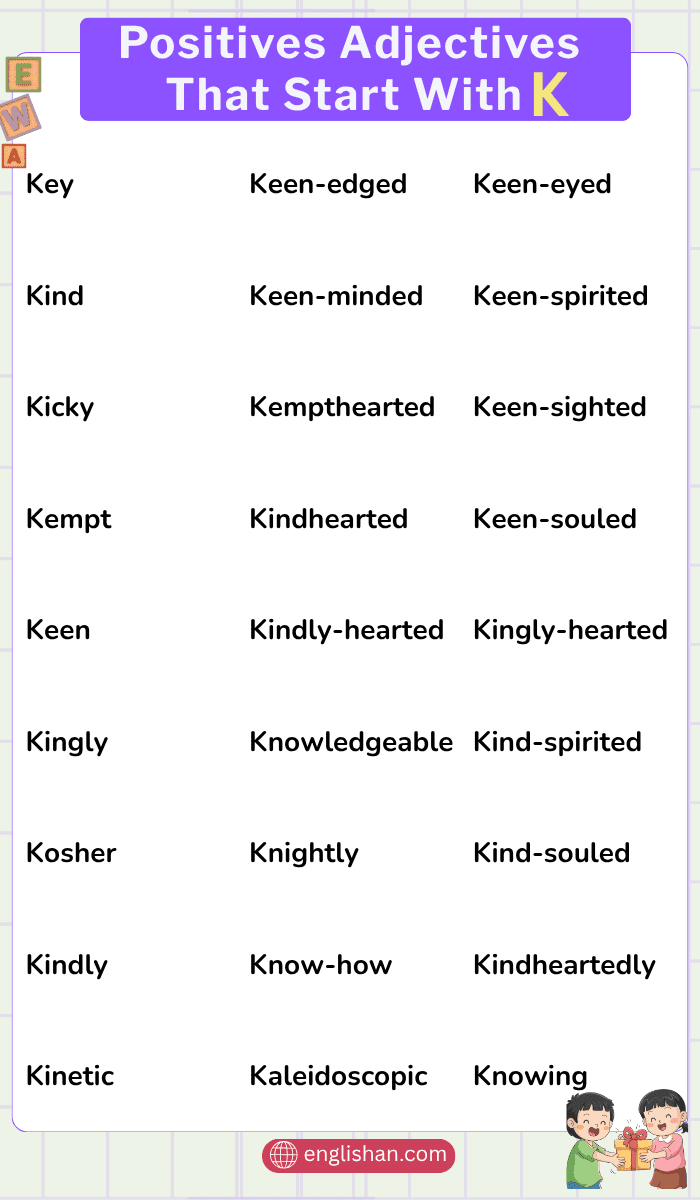 Positive Adjectives That Start with K: Full K Adj List