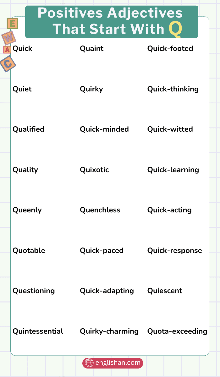 Positive Adjectives That Start With Q – Full List With Meanings