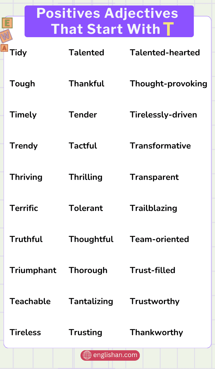 Positive Adjectives That Start With T – Top T Words for Personality