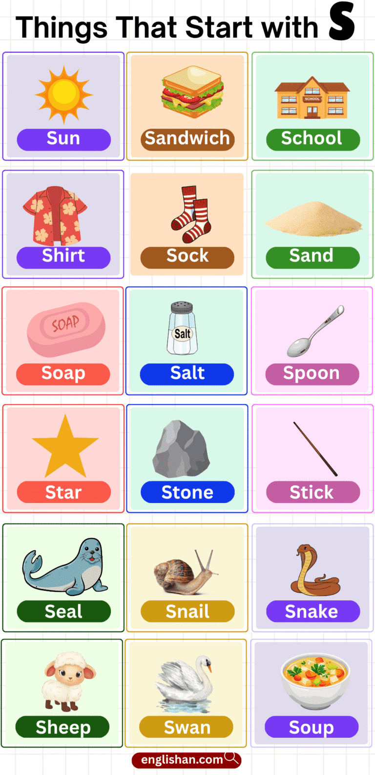 700 Things That Start with S – Everyday Words and Preschool List