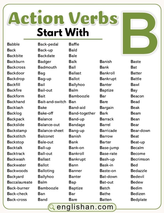 400+ Verbs That Start With B: Meanings & Examples