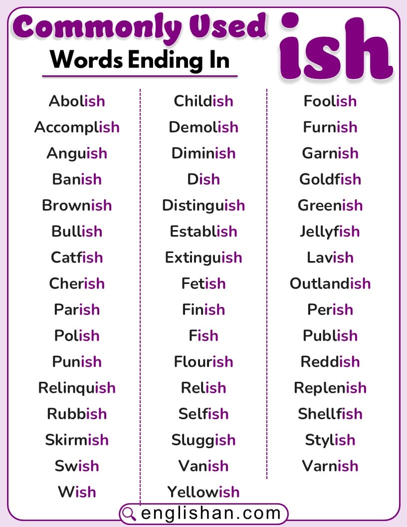 Words That End in ISH – Full Word List