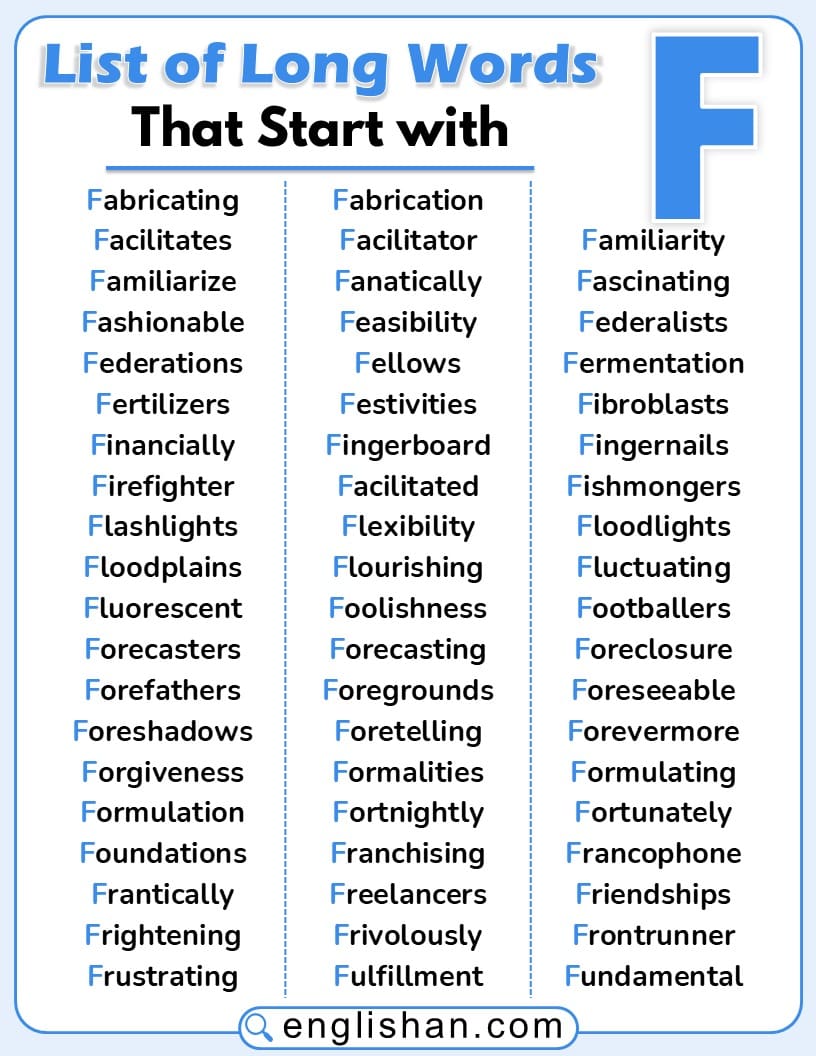 Long Words That Start with F – Complete Word List