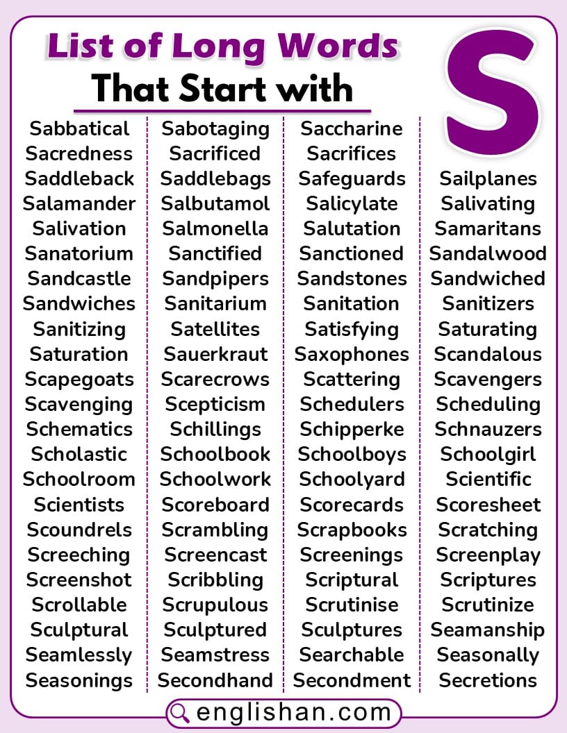 Long Words That Start With S – Full Vocabulary List