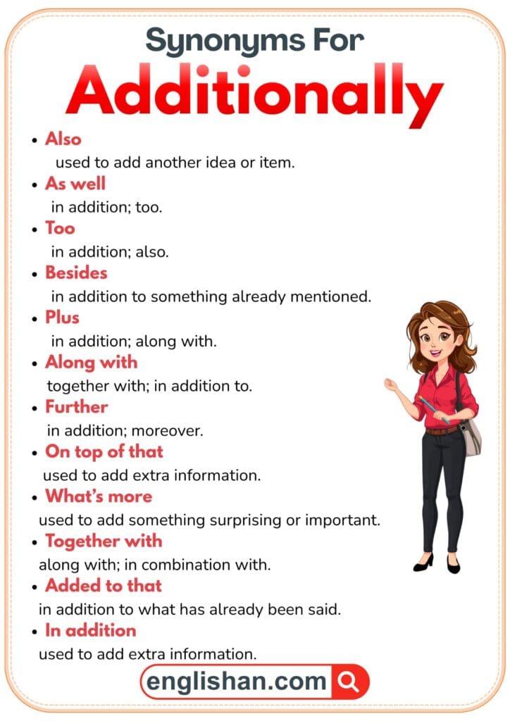 Synonyms for Additionally: 30+ Simple and Advanced Alternatives