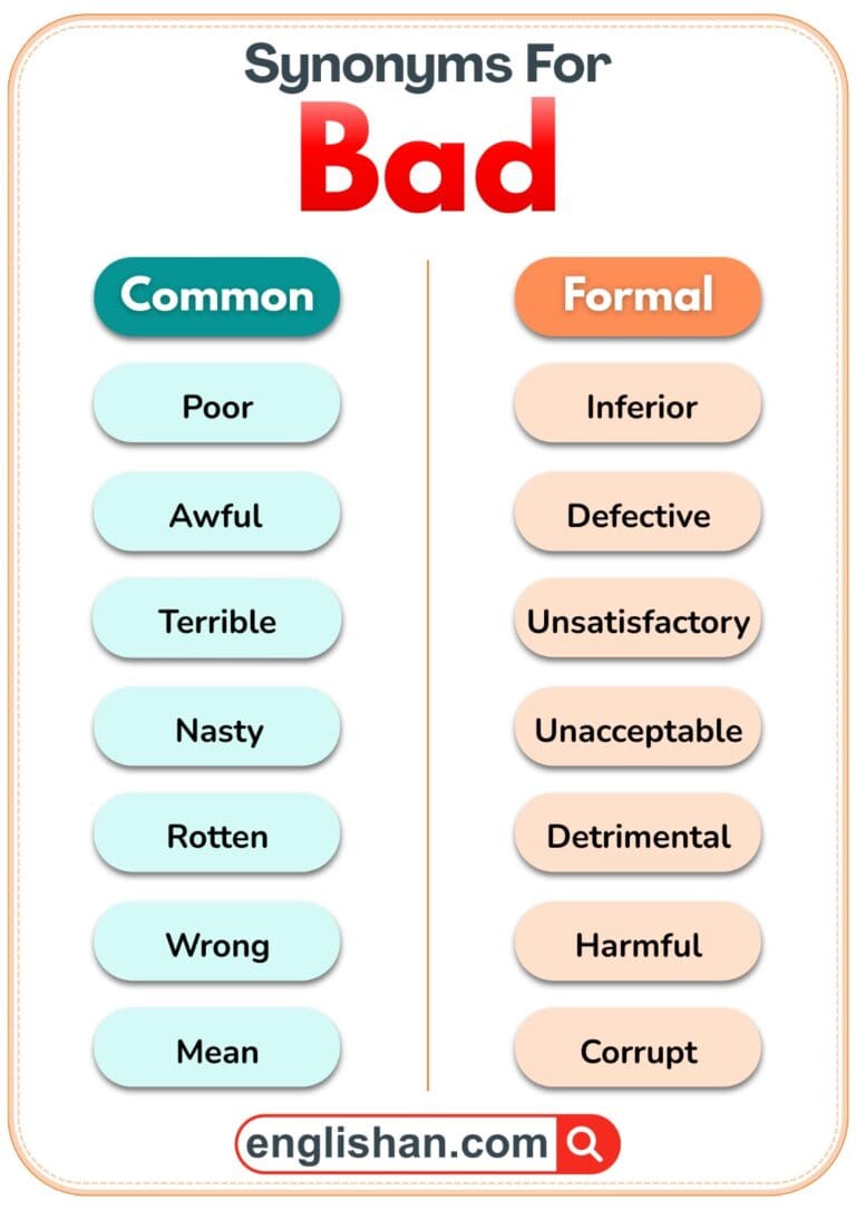 90+ Synonyms for Bad with Meanings and Examples