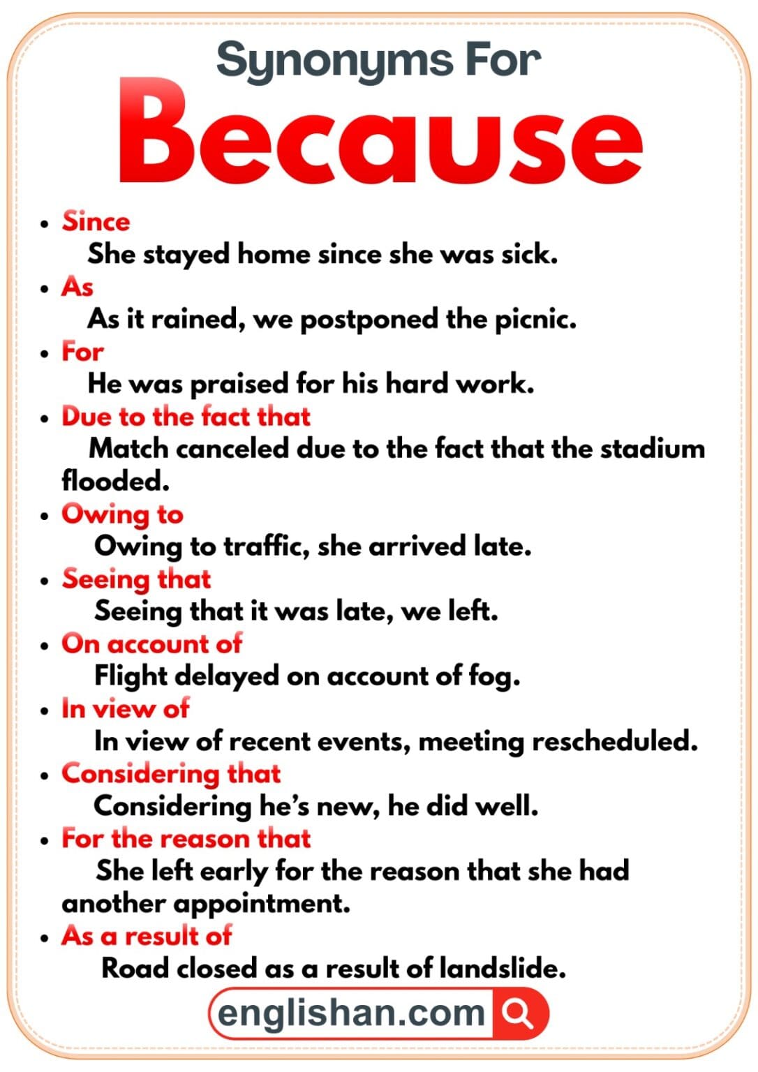35+ Synonyms for Because with Simple Examples