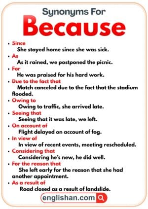 35+ Synonyms for Because with Simple Examples