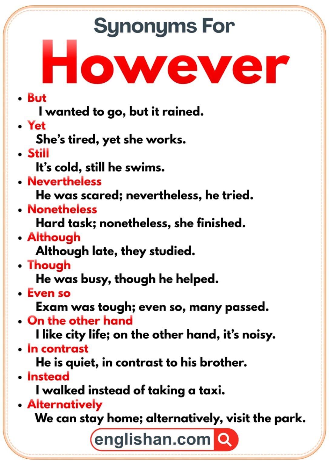 100+ Synonyms for However in English With Clear Examples