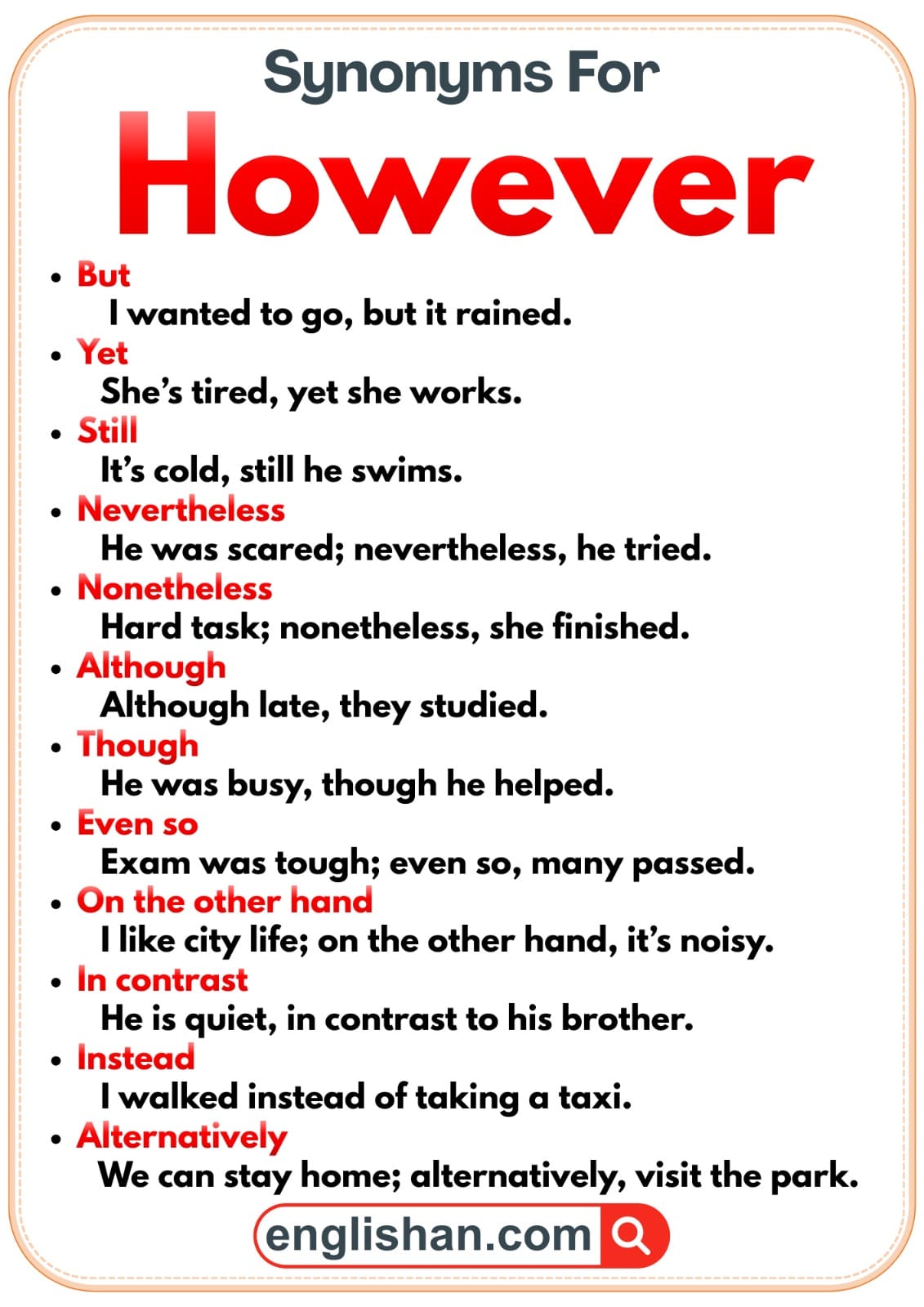 100+ Synonyms for However in English With Clear Examples