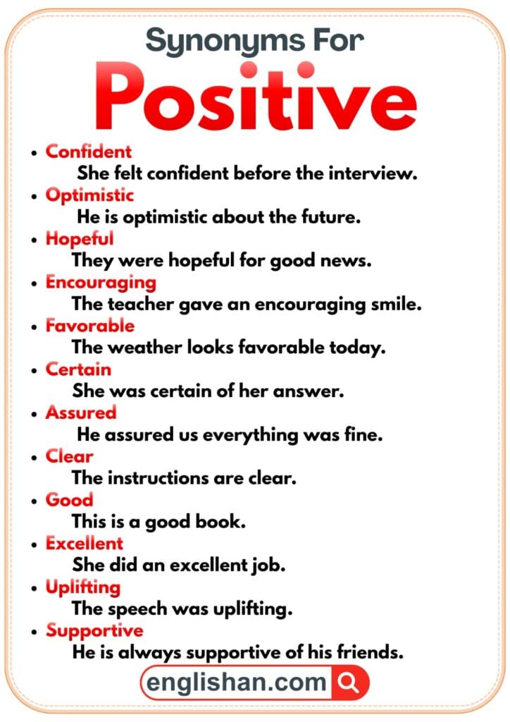 135+ Synonyms for Positive with Meanings and Examples
