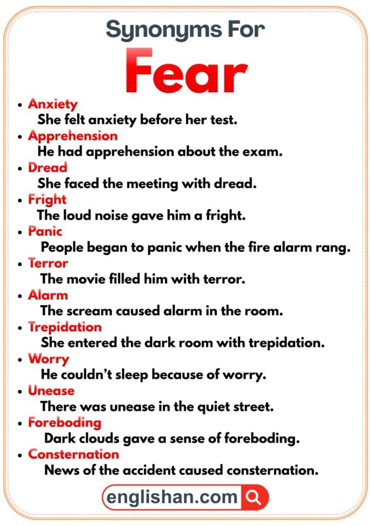120+ Synonyms for Fear: Complete List With Meanings