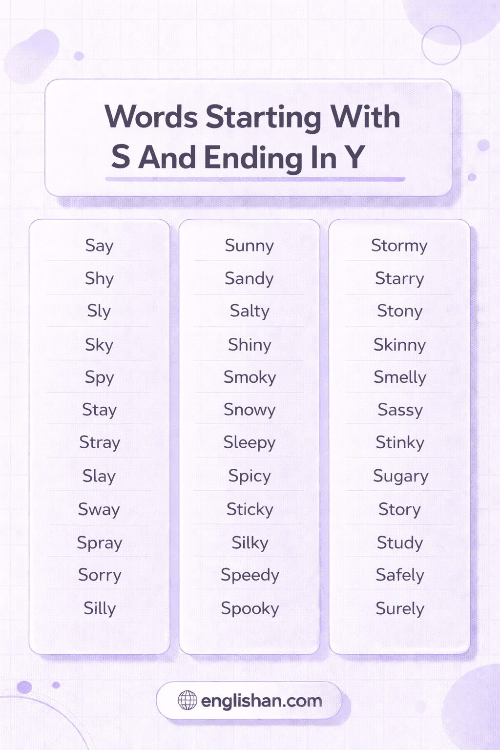 Words Starting With S And Ending In Y ( Complete List )