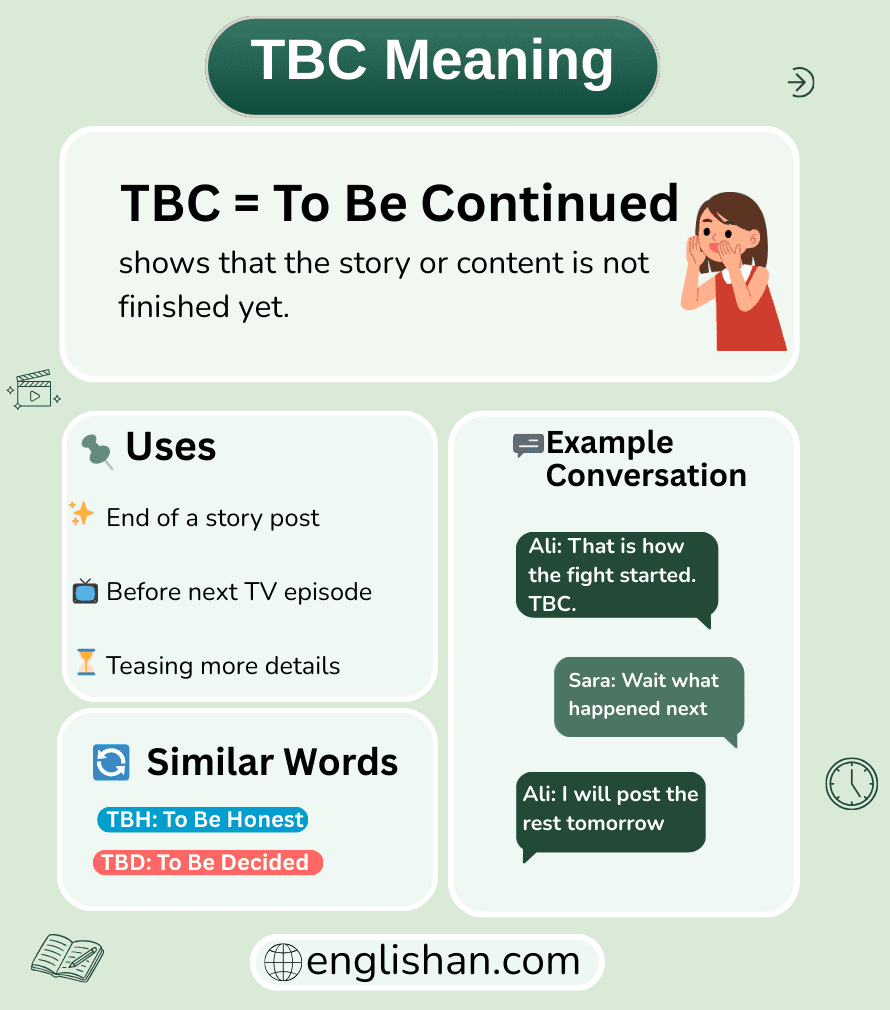 What Does TBC Mean? Origin, Use, Example Conversation