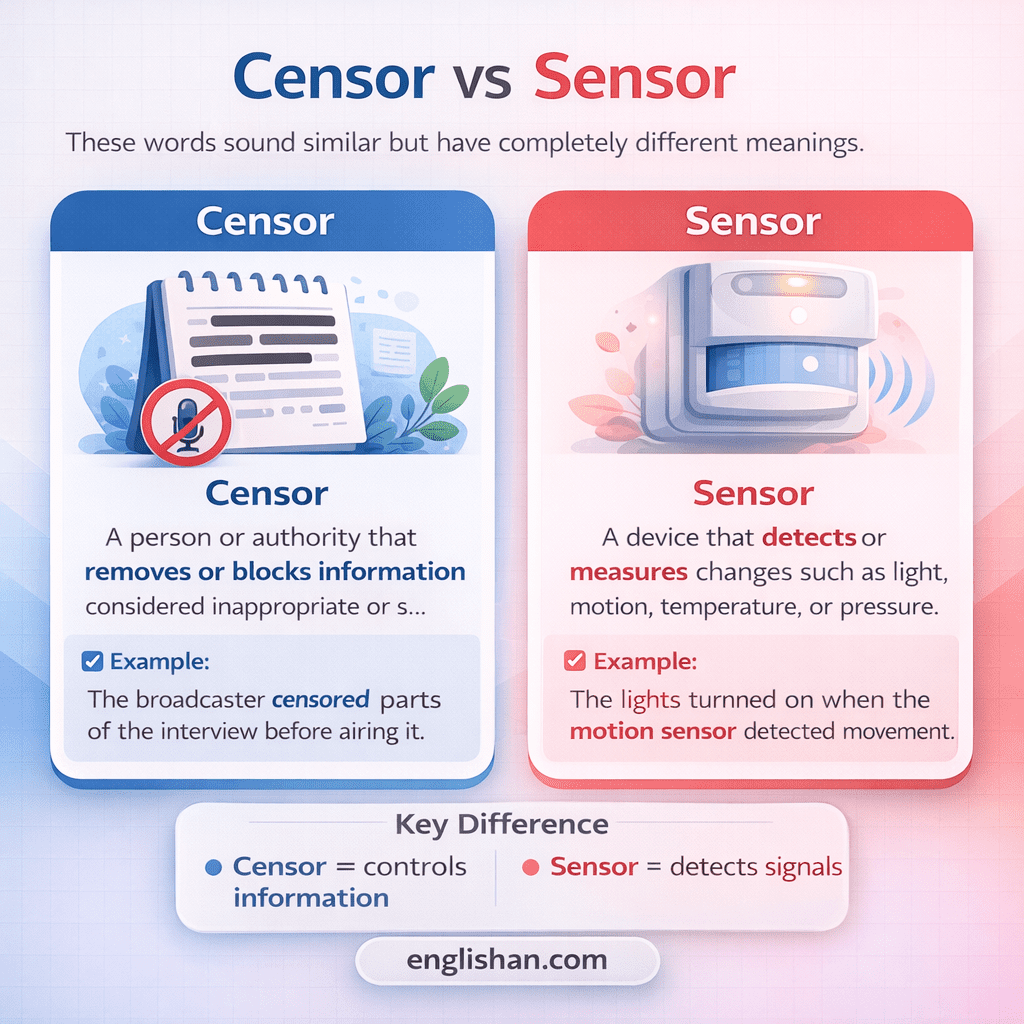 Censor vs Sensor: Difference, Meaning, and Examples